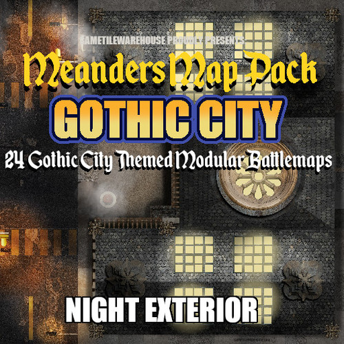 R20 Map Pack: Gothic City Exterior Night | Game Tile Warehouse