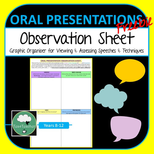 Oral Presentation Observation Worksheet | Tea4Teacher