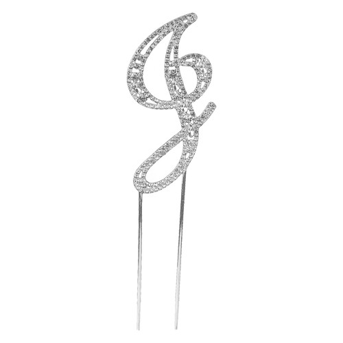 O'Creme Silver Rhinestone 'Letter J' Cake Topper | ocreme