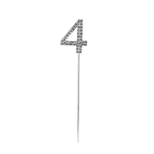 O'Creme Silver Rhinestone 'Number Four' Cake Topper | ocreme