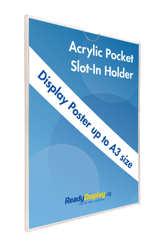 Acrylic Pocket Slot-In Holder | ReadyDisplay.sg