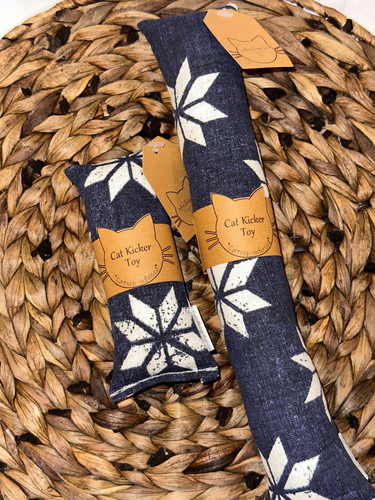 Navy Blue Snowflake Cat Kicker Toy | CraftingTherapyShop