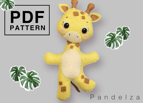Giraffe felt sewing Pattern and instructions. Easy DIY jungle animal ...