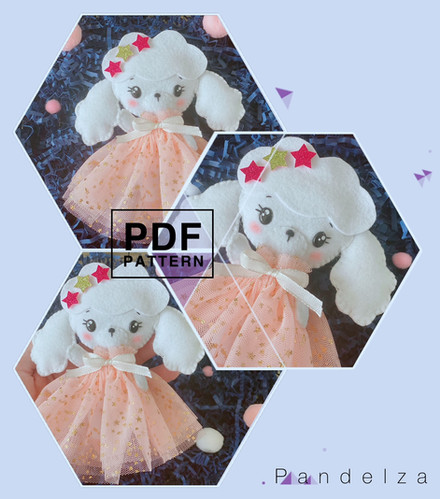 Poodle dog felt PDF pattern. Easy hand sewing pattern with tutorial ...