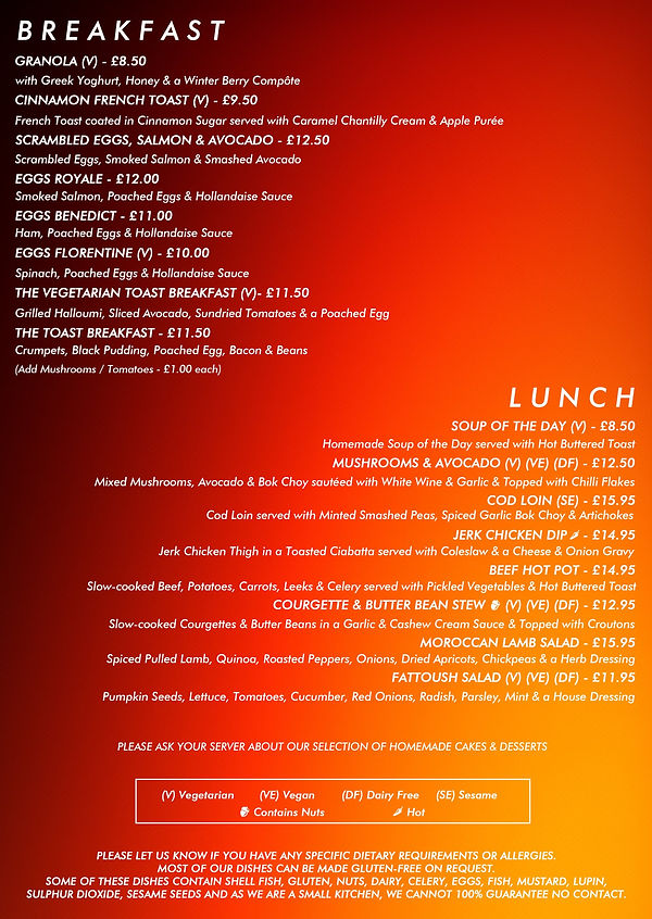 Food Menu | UK | Toast Altrincham
