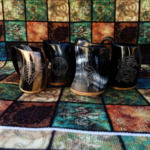 Handcrafted Horn Mugs, Viking Drinking Horn Mugs Gifts for Game of ...