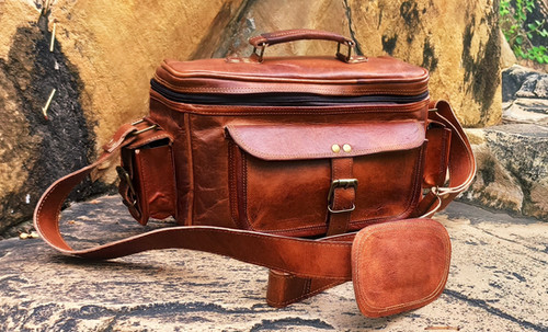 Leather Camera Bag, Crossbody Shoulder Handbag | Leather & Stitches
