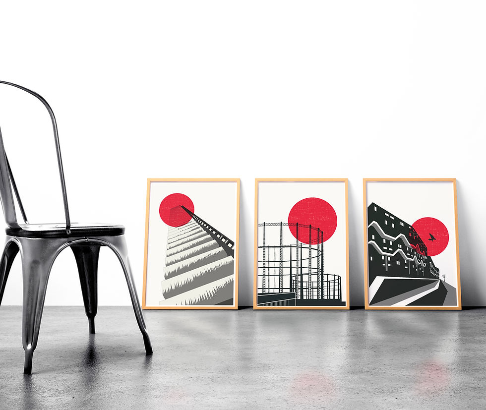 Blood Moon Brutalist London Art Prints | Eye for London Prints