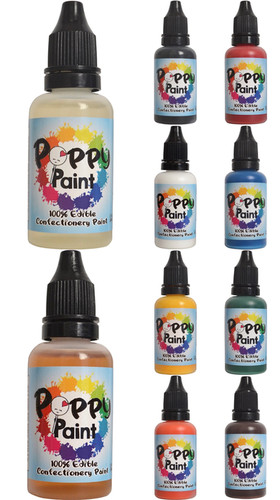 Poppy Paint Set- Edible Paint, 30ml., 10pk. | Berry Couture