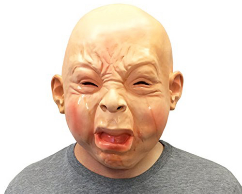 Creepy Cry Baby Full Head Face Mask Halloween Costume | offthewalltoys