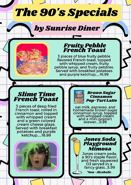 THE 90'S MENU | Sunrise Diner OCMD