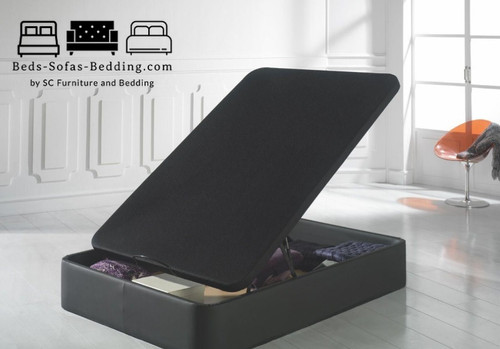 Black Leather Look Storage Canopy Bed | BedsSofasBedding.com