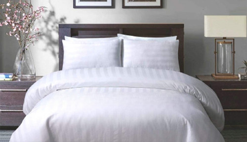 Satin Stripe Hotel Quality 100% Egyptian Cotton Duvet set with pillowcases | BedsSofasBedding.com
