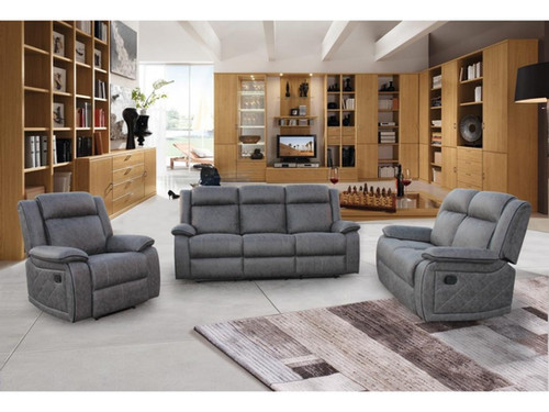 Roma Grey Fabric Reclining Sofa Set Bedssofasbedding