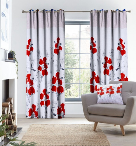 Touch Of Class - Red "Poppy" Curtains | BedsSofasBedding.com