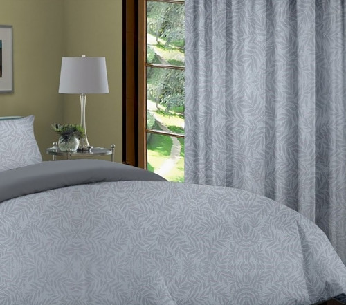 Grey "Leaf" design Curtains | BedsSofasBedding.com