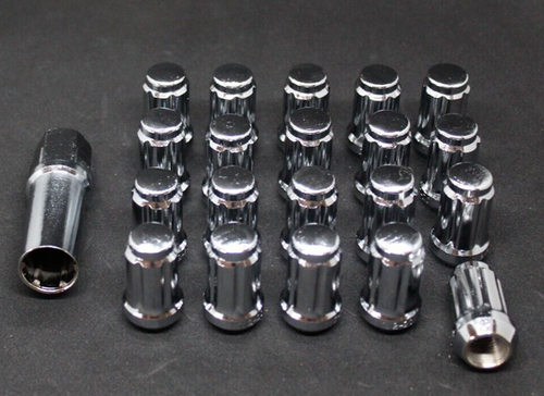 SPLINE High Quality Chrome Wheel Nuts 1/2" Length:35mm Qty:20+KEY | www ...