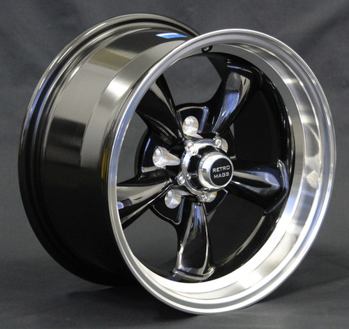 AMERICAN 15"x7J RETRO MAGS GLOSS BLACK/MACHINED | www.ruffroads.com.au
