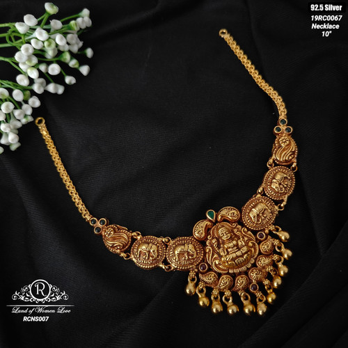 Silver simple and cute Lakshmi Devi design Chocker Pendant-RCNS007 ...