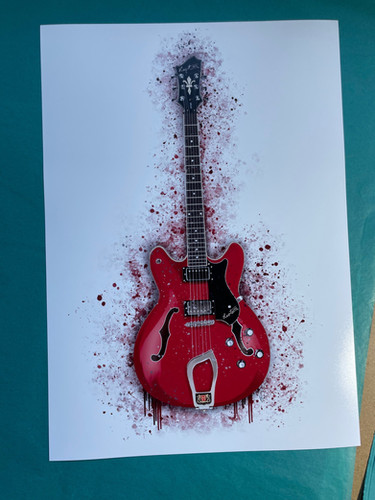 Red, electric guitar, Splatter Print | Pics and Squiggles