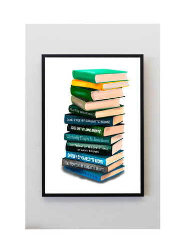 Bronte Sister Book Pile Art Print | Pics and Squiggles