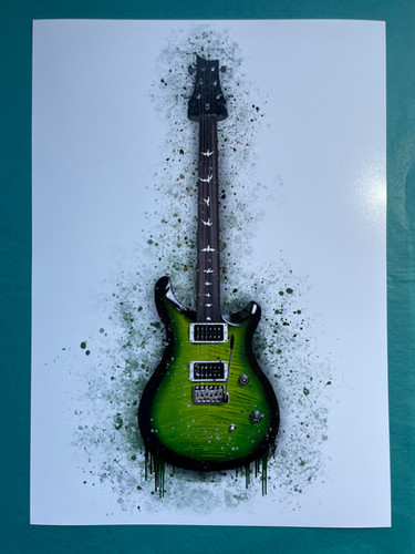 Green, electric guitar, Splatter Print | Pics and Squiggles