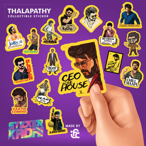Thalapathy Feast Collectible Laptop Stickers (Set of 16)