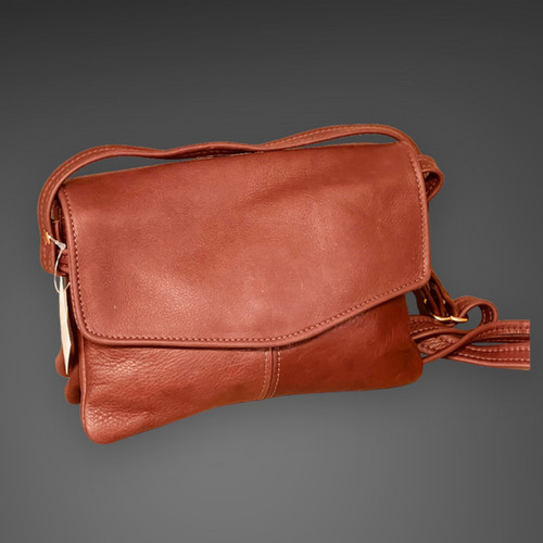 M&M Leather Crossbody Bag Brandy Style 136 | eliehandbags