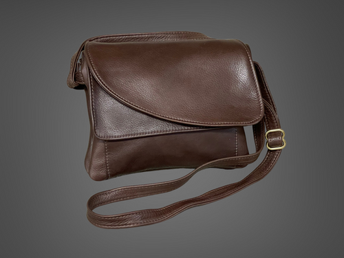 Tulip Jr. Leather Crossbody Bag Chocolate Style 113 | eliehandbags