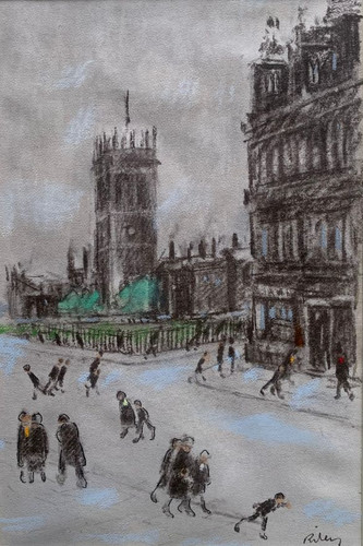 Harold Riley 'Manchester Cathedral' | Collect Art