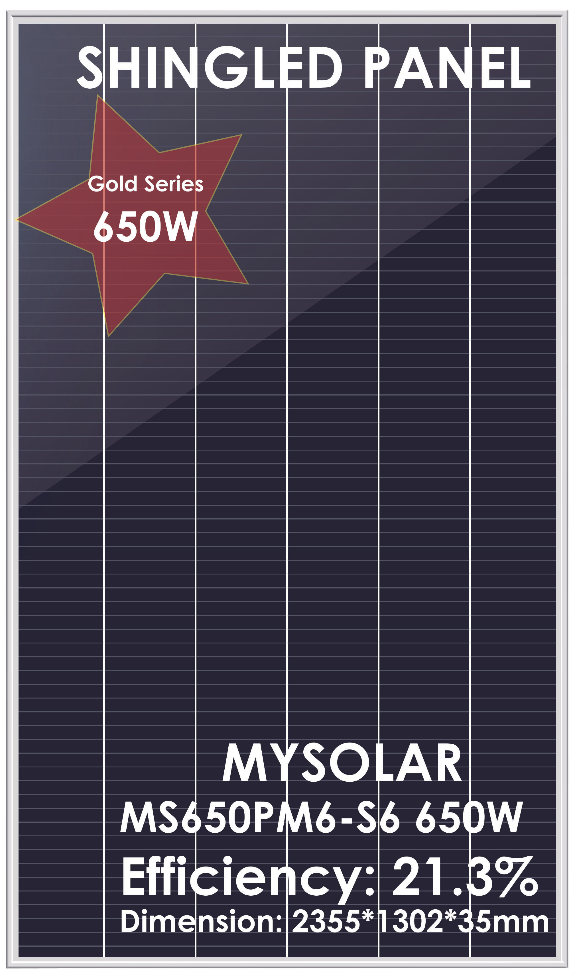 Mysolar Gold Series Shingled Bifacial mono perc 640W 5MW size mass ...