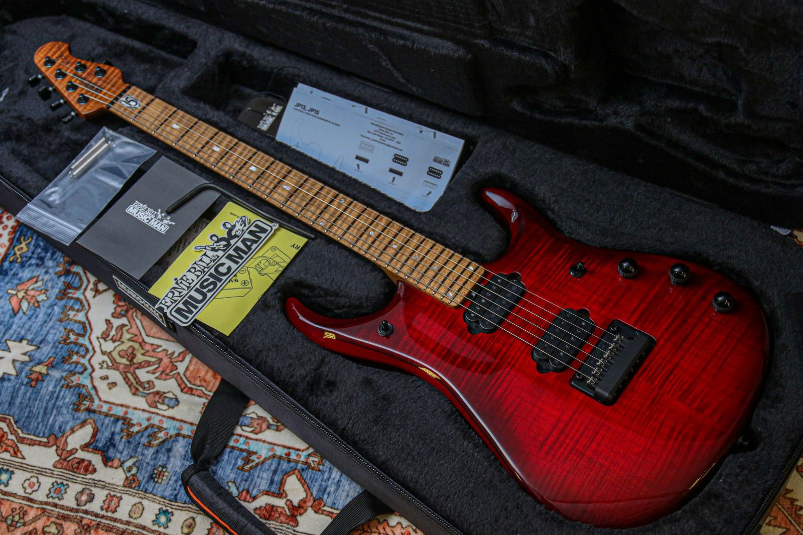 ERNIE BALL USA Music Man John Petrucci Signature JP15-6 "Red Tide Flame ...