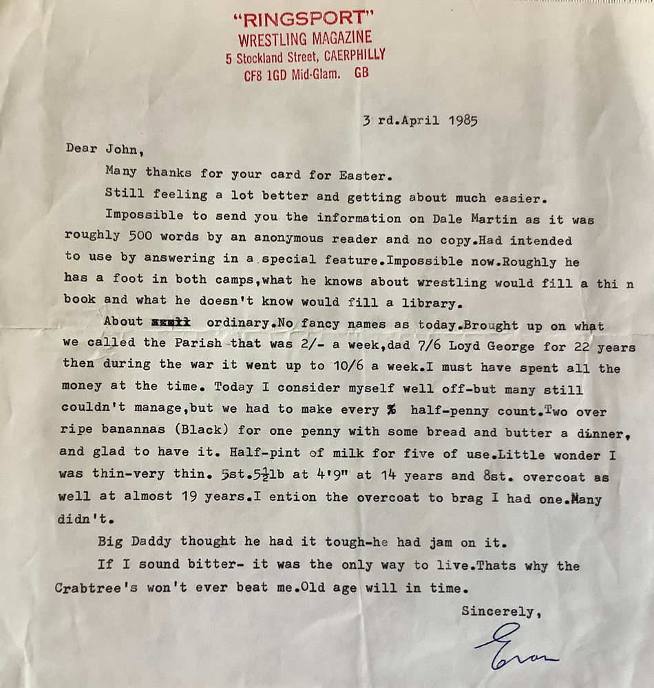 A letter from Evan. | Talkwrestling