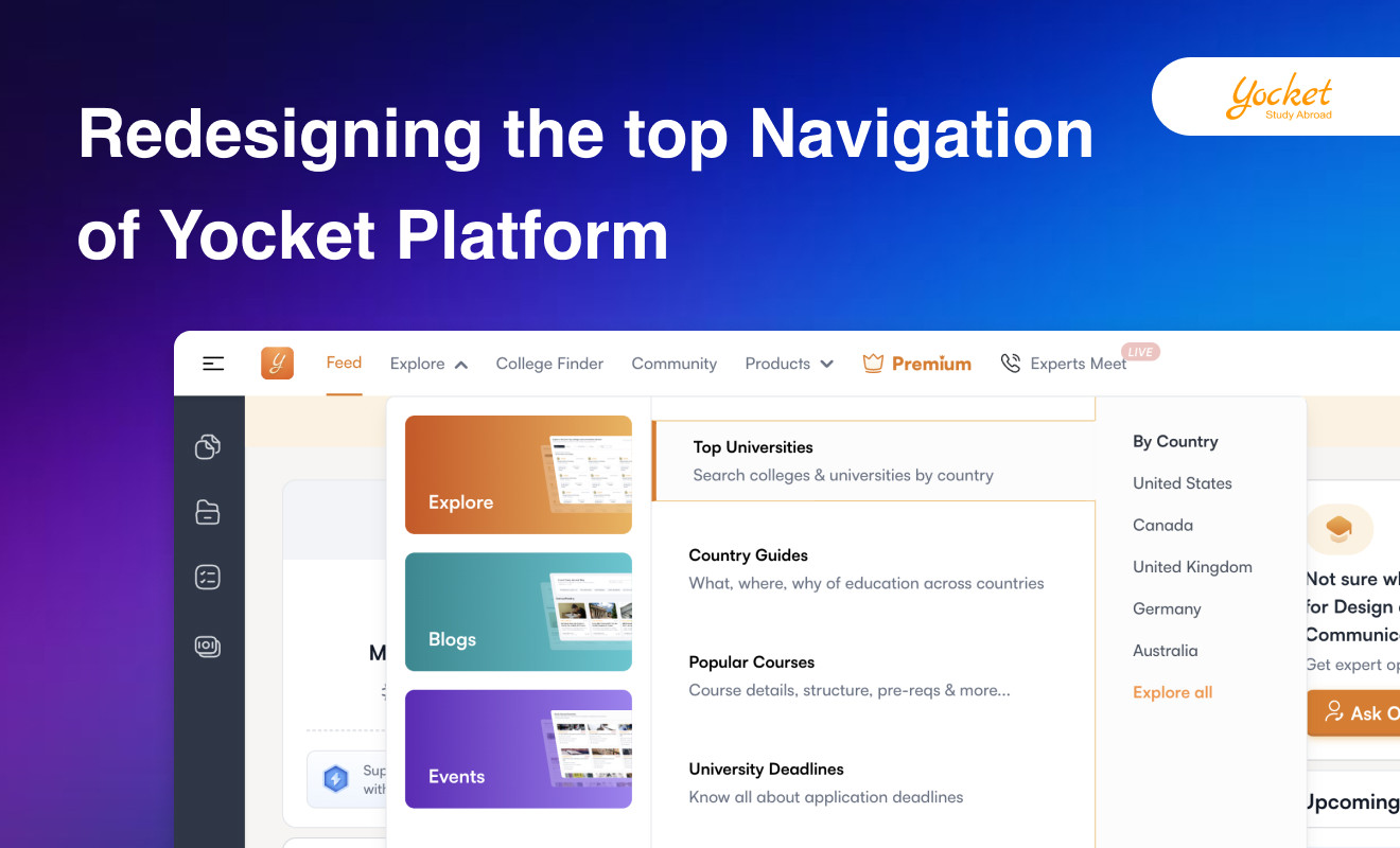 Yocket Top Navbar Design | Projects