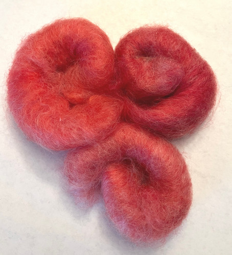 Mohair and Wool Rolag - Pinky Red | AB Farm and Gardens