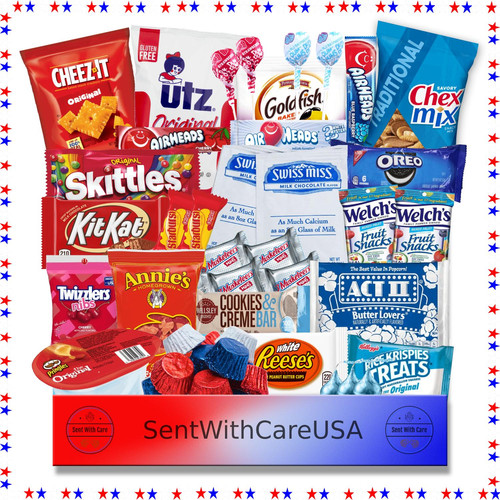 Red, White & Blue Military Care Package | American Snacks Box