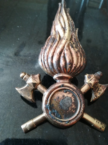 Italian Fire Brigade Brass Helmet Badge | jsf-collectables