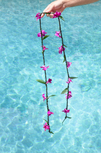 Ti Leaf Open Ended Strand with Orchid | Leinani