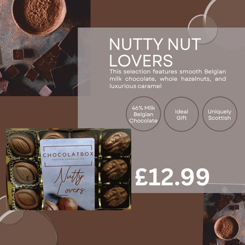 Belgian Chocolate Nutty Nut Lovers Gift Box of 12 Chocolates | Chocolatbox