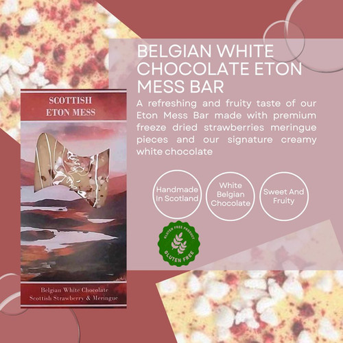 Belgian White Chocolate Eton Mess with Strawberry ,Meringue Bar 100g ...