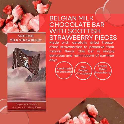 Belgian Milk Chocolate with Freeze Dried Strawberry Pieces Bar Handmade ...