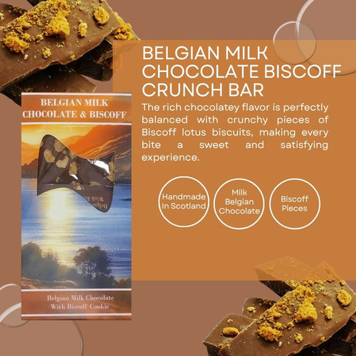 Belgian Milk Chocolate with Biscoff Crunch Bar Handmade 100g | Chocolatbox