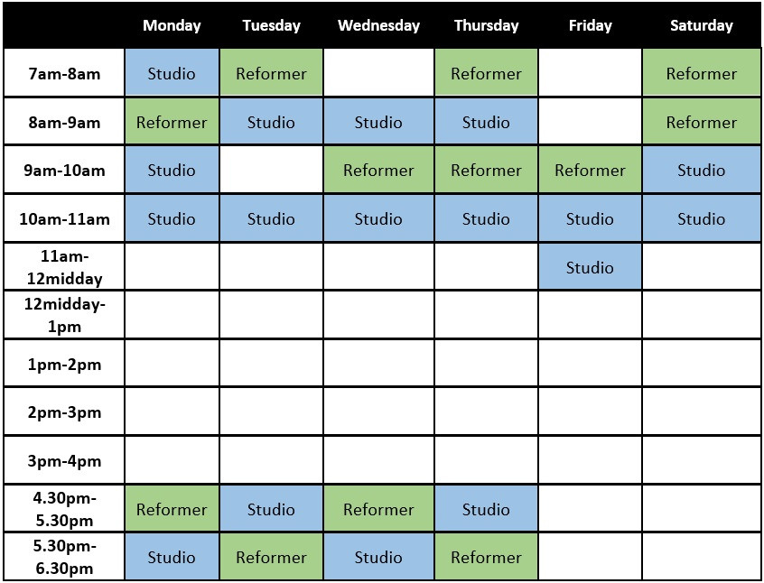 Timetable & Bookings | The Buderim Pilates Studio