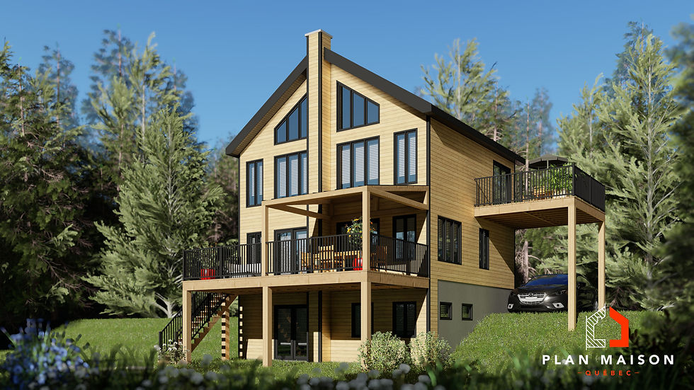 Plan de maison avec balcon à l'étage | Plan Maison Québec