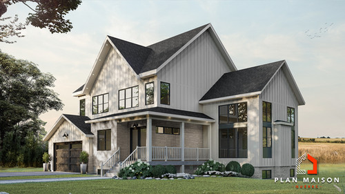 Plan de maison farmhouse avec 2 étages | Plan Maison Québec