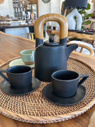 Matte Black Tea Set For Two