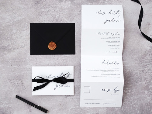 Minimalst Modern Monochrome Trifold Wedding Invitaiton | Bespoke Invites