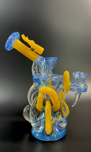 Nitro Glass x Grime Glass Blue/ Yellow Recycler | Highly Elevated