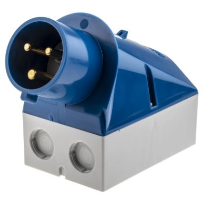 MENNEKES 344 IP44 Blue Wall Mount 3P Industrial Power Plug, Rated At ...