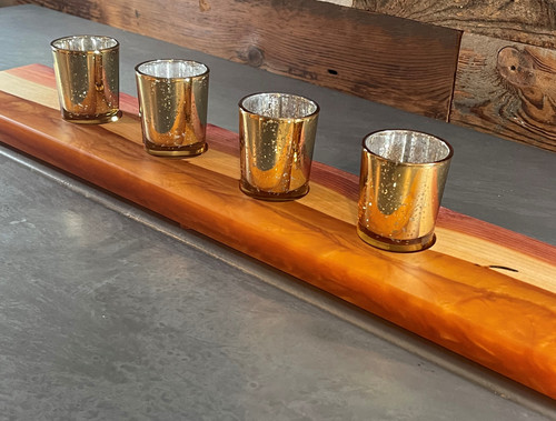 Cedar and Aztec Gold epoxy votive holder | RusticMountainChic